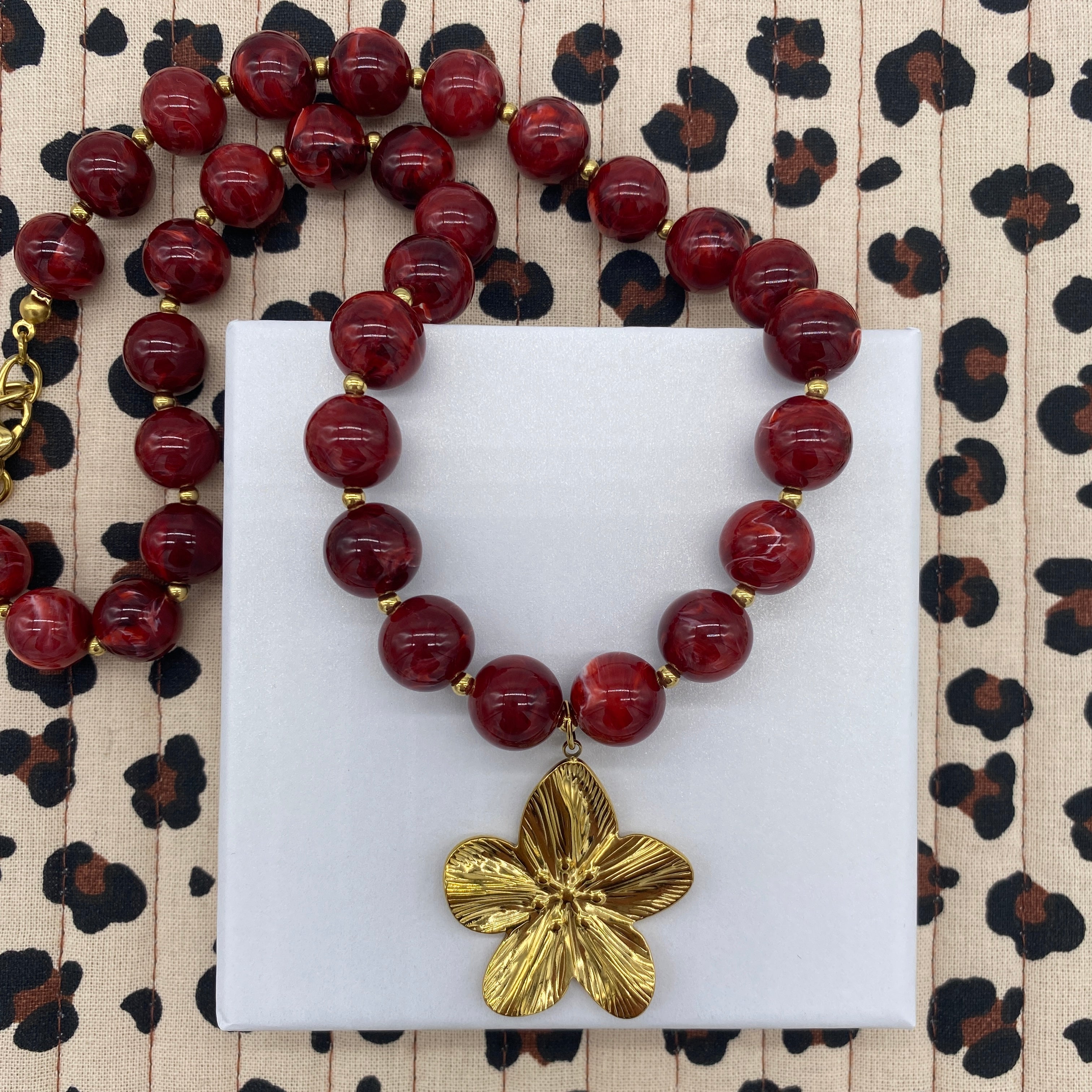 Collier Perles "Jody" Bordeaux - Personnalisable| Siostra Collection