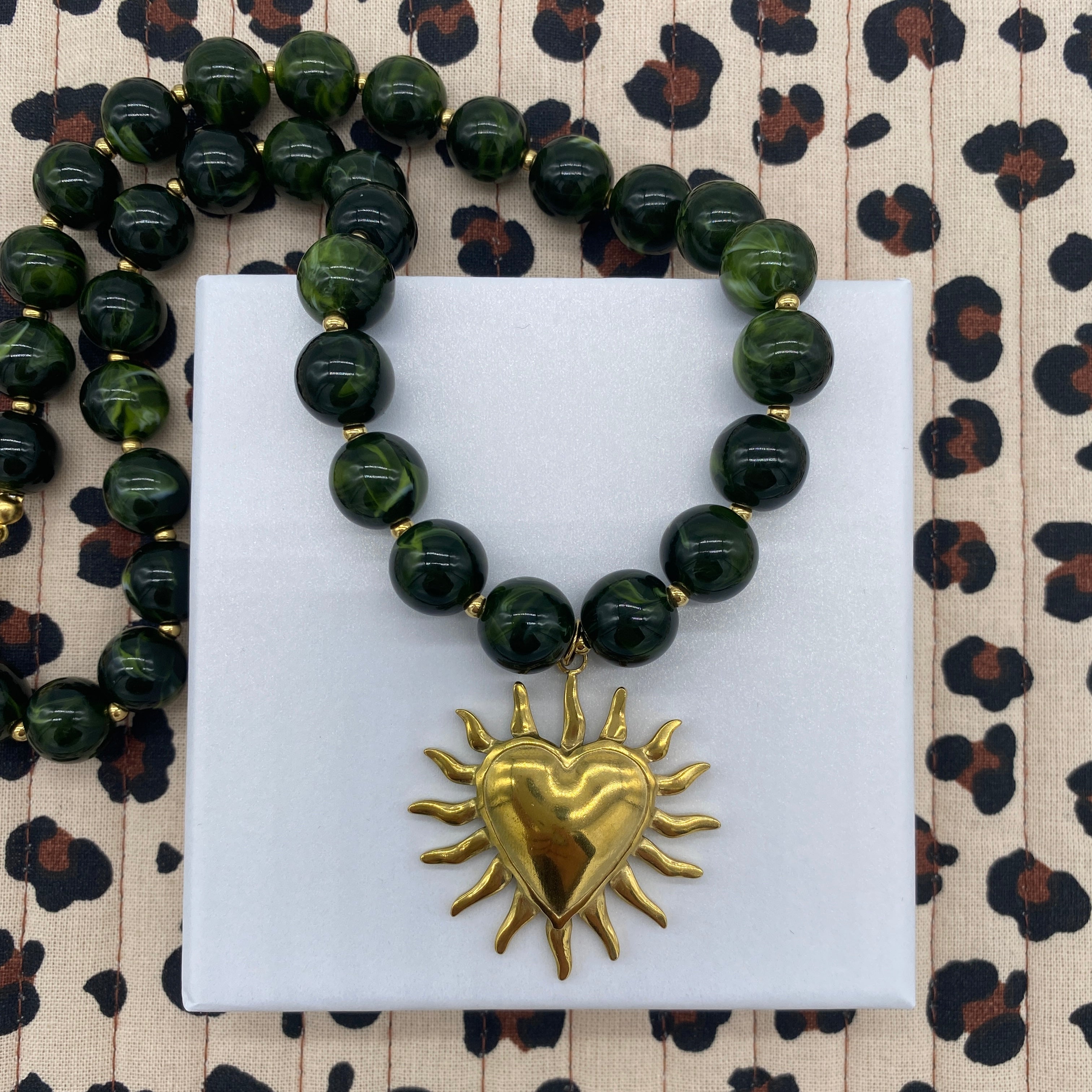 Collier Perles "Jody" Vert - Personnalisable | Siostra Collection