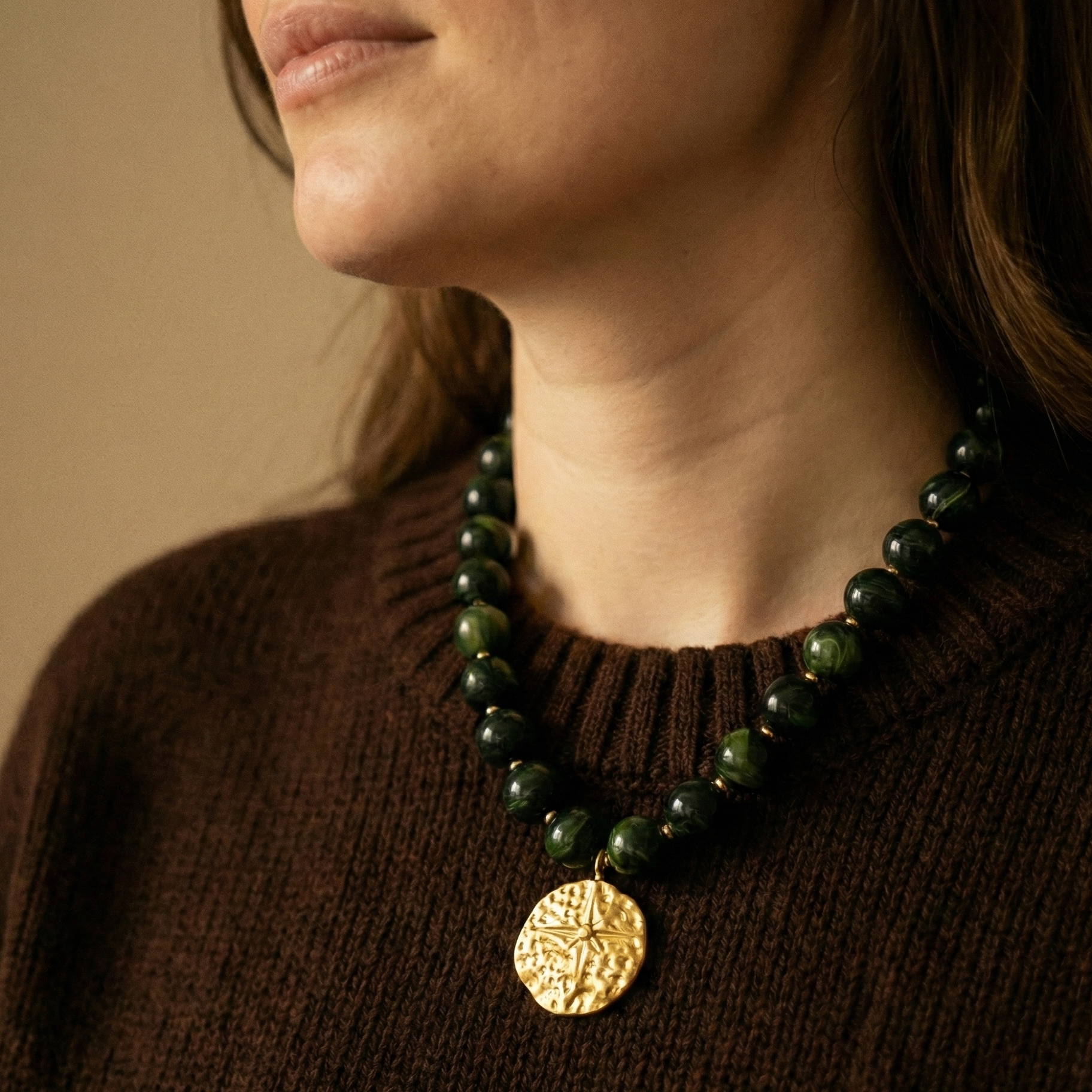 Collier Perles "Jody" Vert - Personnalisable | Siostra Collection