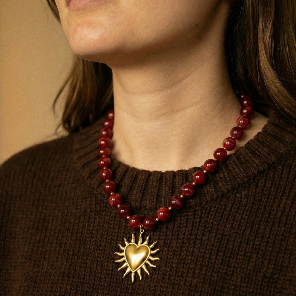 Collier Perles "Jody" Bordeaux - Personnalisable| Siostra Collection