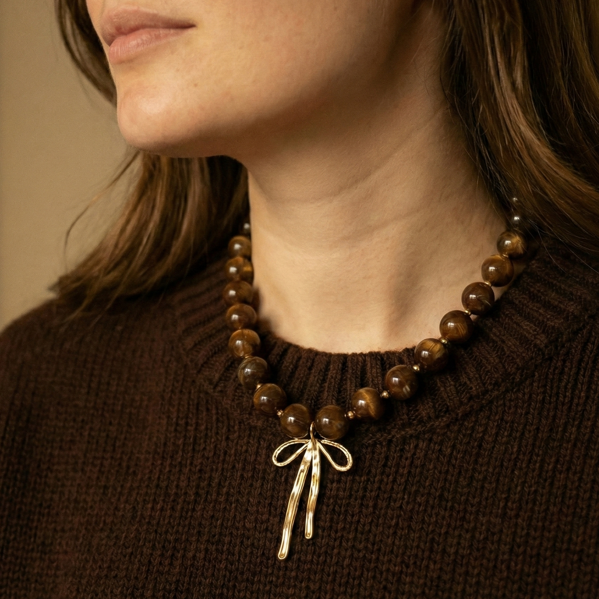 Collier Perles "Jody" Chocolat - Personnalisable | Siostra Collection